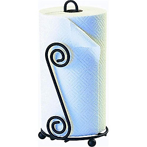 Spectrum Diversified Scroll Paper Towel Holder for Kitchen Countertop & Dining Room Table, Black