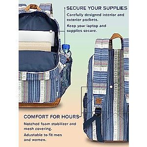 Ocean Pacific La Playa Canvas Backpack for Travel, Sports, Beach, Work, Casual Daypack for Men Women Fits 15.6 Inch Laptop (Navy)