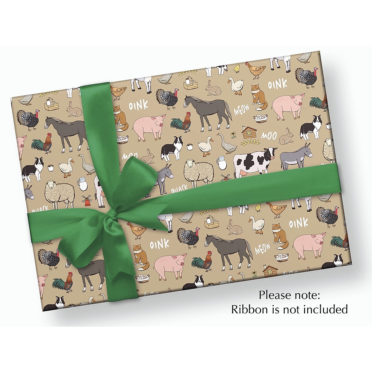 Stesha Party Farm Animal Wrapping Paper Cow Gift Wrap - Folded Flat 30 x 20 Inch - 3 Sheets