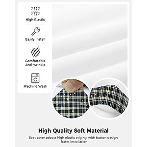 Christmas Snowflake Office Chair Cover Stretchable Computer Chair Seat Cover Backrest Slipcovers, Stretchable Rotating Desk Chair Seat Cushion Split Protectors Farmhouse Buffalo Plaid Blackish Green