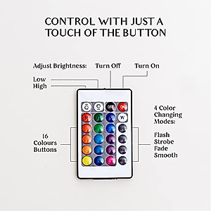 Mydethun 16 Colors Moon Lamp - Home Décor, Party Light with Brightness Control, LED Night Light, Bedroom, Living Room, Meditation, Birthday Gift, with Remote Control and Wooden Base, 4.7"