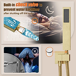 ESNBIA Gold Shower Head, Rainfall Shower System with 10 Inches Rain Shower Head, All Metal Shower Faucet Set with Shower Valve, Wall Mounted Shower Fixtures, Brushed Gold