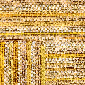SAFAVIEH Rag Rug Collection 4' x 6' Yellow / Multi RAR130H Handmade Boho Stripe Cotton Area Rug
