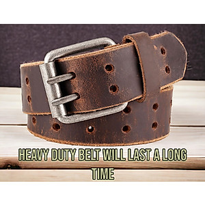 F&L CLASSIC Leather Work Belt, Heavy Duty Double Prong Genuine full grain Leather Belts for Men 1 1/2", Mens Casual Belts for Jeans,3190,size 36,tan