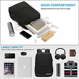 TOTEXISAP Business Travel Laptop Backpack for Men Women 15.6 Inch Laptop Slim Waterproof Backpack with USB Charging Port
