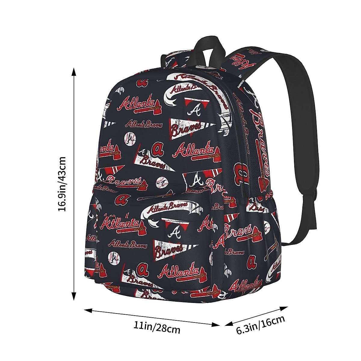 Annod Industries Atlanta Braves Baseball Backpack, Lightweight Casual School Backpacks Bags for Men Women Book Travel Hiking Camping Work, 16.9 Inch