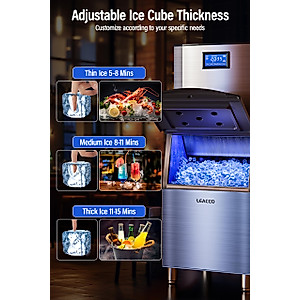 Leacco Commercial Ice Maker Machine 550LBS/24H with 350LBS Stainless Steel Storage Bin, Air Cooled Modular Ice Cube Machine, 1200W