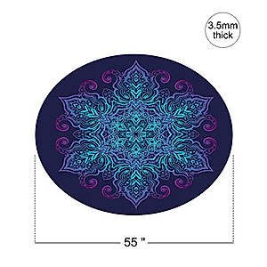 Keolorn Round Meditation Pilates Yoga Mat Luxury Suede Large Yoga Mat Natural Rubber Non-Slip Base is ery Suitable for Meditation, Stretching, Fitness Exercise, Home and Outdoor. 140CM Diameter