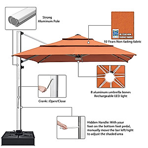EliteShade USA 9FT Patio Umbrella Replacement Covers 8 Ribs Market Umbrella Canopy Cover (CANOPY ONLY) (Rust)
