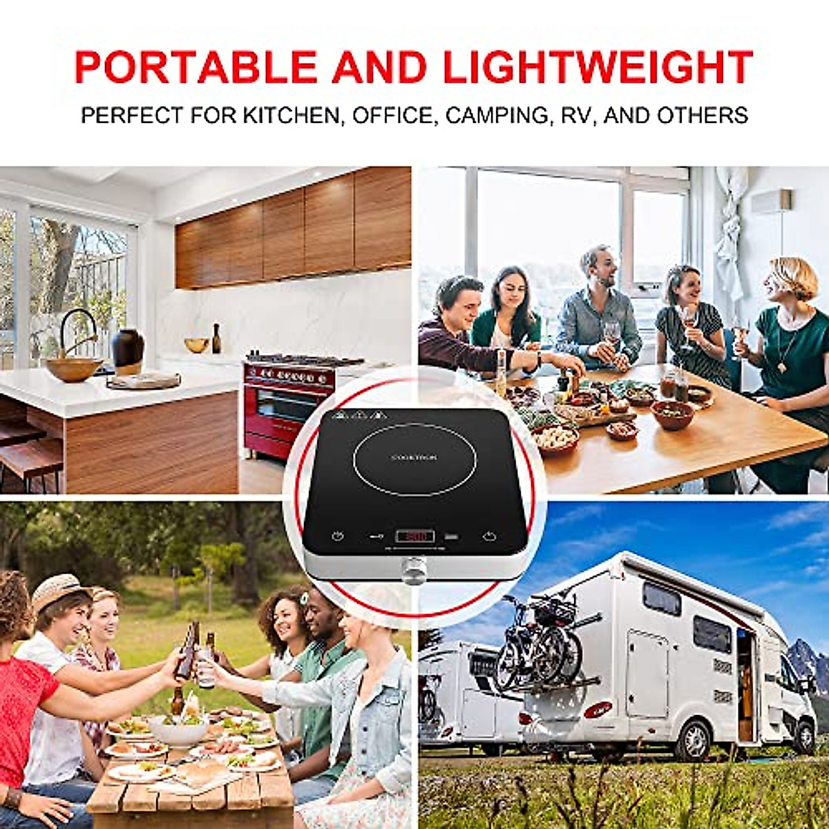 COOKTRON Single Induction Cooktop Countertop Burner with Fast Warm-Up Mode, 10 Temperature 9 Power Settings, Portable Induction Cooker Cooktop 1800w with Child Safety Lock & Timer