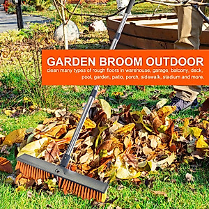 KeFanta Heavy Duty Push Broom Garden Broom 18 inches for Deck Driveway Garage Yard Patio Concrete Wood Stone Floor Cleaning