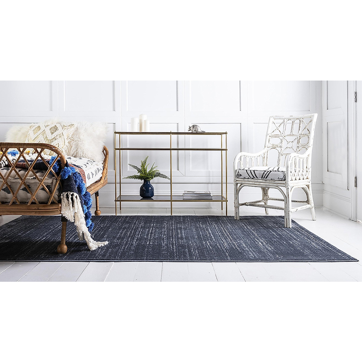 Unique Loom Jill Zarin Uptown Collection Area Rug - Madison Avenue (8' x 10' Rectangle, Navy Blue/ Ivory)
