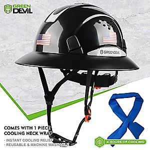 Full Brim Hard Hat Vented Construction Safety Helmet OSHA Approved Cascos De Construccion Work Hardhats with Cooling Towel for Men&Women 6 Point Adjustable Ratchet Suspension