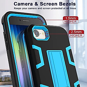 ZoneFoker Designed for iPhone SE Case 2022/2020, iPhone 8/7 Case, iPhone 6/6S Case,Slim Shockproof Rugged Protective Phone Case 4.7 inch iPhone SE 3rd/2nd Generation for Kids Boys, Black+Blue