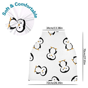 Blueangle Car Seat Cover for Babies, Cartoon Penguins Nursing Cover Breastfeeding Cover, Stretchy Infant Carseat Canopy, Super Soft Breathable