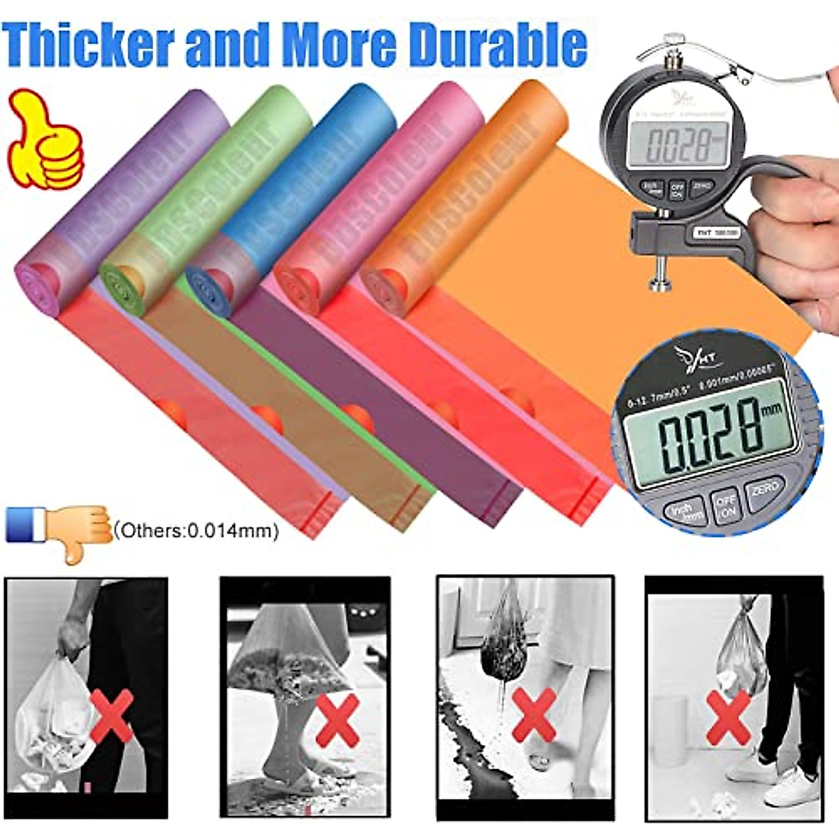 DDSColour 4 Gallon Small Trash Bags Drawstring,for Kitchen Bathroom Yard Office Car Unscented Plastic Yellow Trash bags, Fit 10-13 Liter Trong Small Drawstring Trash Bags Can Bin Liners 75 Count