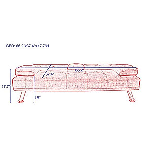 LTT Futon Sofa Bed, Futon Couch, Folding Sofa Bed Dual-Purpose Multi-Functional Sleeper Dark Grey Fabric