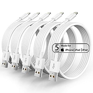 5 Pack(10FT)[Apple MFi Certified] iPhone Charger Long Lightning Cable Fast Charging iPhone Charger Cord Compatible iPhone 14/14 Pro Max/13 Pro Max/12/11 Pro Max/Mini/XS MAX/XR/XS/X/8/7/Plus/6 iPad