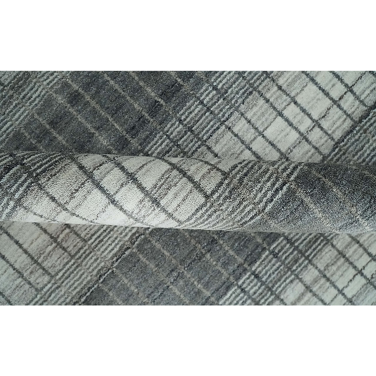 Modern Hand Made Stripes Scandinavian Blended Wool Flatwoven Area Rug, Ivory, Gray and Brown, 8x10 | KE23810