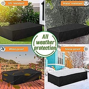 Patio Furniture Cover-White, 110x55x30inch, Rectangle Outdoor Table and Chairs Furniture Covers, Made of 420D Oxford Cloth, Waterproof/Wind/Dust Proof/Anti-UV Furniture Covers, All-Season Protection