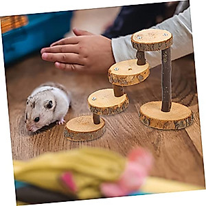 Toddmomy 5 Sets Hamster Wooden Stairs Bird Accessories Squirrel Jumping Board Delicate Springboard pet Jumping Ladder Birds cage Bird cage Stand Alloy Landscaping Supplies Round to Rotate
