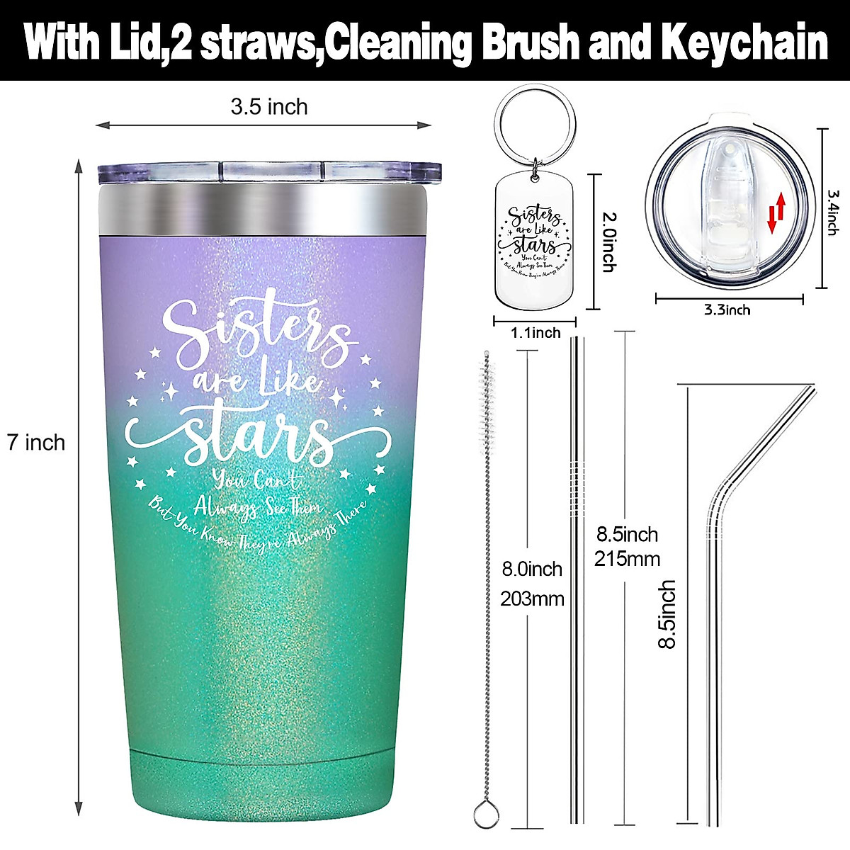 SpenMeta Sisters Gifts from Sister - Unique Gifts for Sister, Funny Sister Birthday Gifts from Sister, Little Sister, Big Sister Present Ideas Christmas Graduation Gift - Cup Tumbler