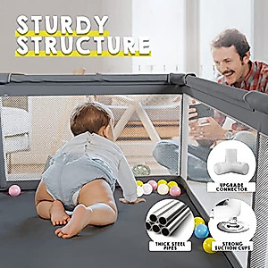 Baby Playpen, 79”x63”x26” Large Playpen for Babies and Toddlers, Indoor & Outdoor Baby Gate Play Pen, Play Yard for Baby with Ocean Balls and Storage Bag