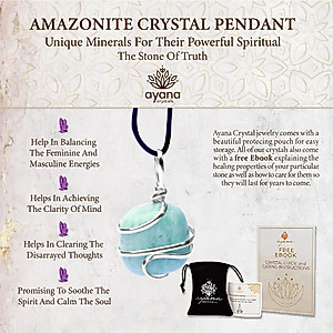 AYANA Amazonite Crystal Necklace - Passionately Crafted from Ethically Sourced Crystals and Healing Stones - Genuine, Handmade Healing Crystals Pendant Necklace for Women