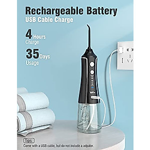 Cordless Water Flosser for Teeth, YaFex 320ML Portable Water Tooth Cleaning Pick Dental Oral Irrigator with 8 Tips, 5 Modes, Rechargeable, IPX7 Waterproof for Home Black