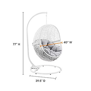 Modway Encase Outdoor Patio Rattan Swing Chair in White Gray