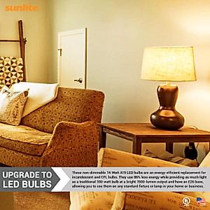Sunlite LED A19 Light Bulbs, 15 Watts (100W Equivalent), 120V, 1500 Lumens, Standard E26 Base, Non-Dimmable, 220 Degree Beam Angle, ETL Listed, 4000K Cool White, 3 Pack