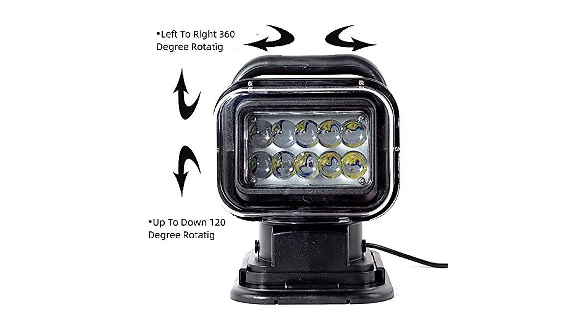 EIOUHENG 50W LED Search Light | 360° Rotating & Remote Control