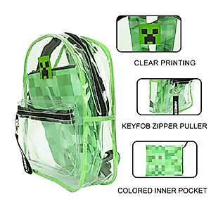 Bioworld Minecraft 17" Clear Plastic Backpack with Removable Laptop Pocket
