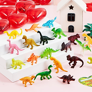 JOYIN 28 Pack Valentine Day Gift for Kids, Dinosaur Toys Figures Filled Hearts with Valentine Cards for Kids Classroom Exchange Party Favors, Valentine Gift Exchange, Game Prizes Carnivals Gift