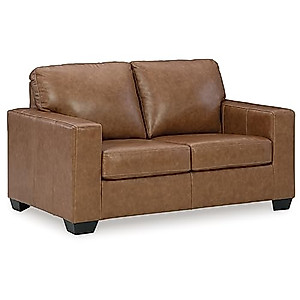Signature Design by Ashley Bolsena Contemporary Leather Match Loveseat, Dark Brown