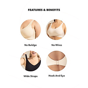 SHAPERMINT Bras for Women - Bras for Women no Underwire, Bralettes for Women Plus Size, Wireless Push up Bra Dark Pink
