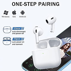 Wireless Earbuds, Air Pro Bluetooth 5.3 Headphones Noise Cancelling Hi-Fi Stereo, 30 Hours Playtime, IPX7 Waterproof in-Ear Earbuds with Microphone, Sports and Work Bluetooth Earbuds, White