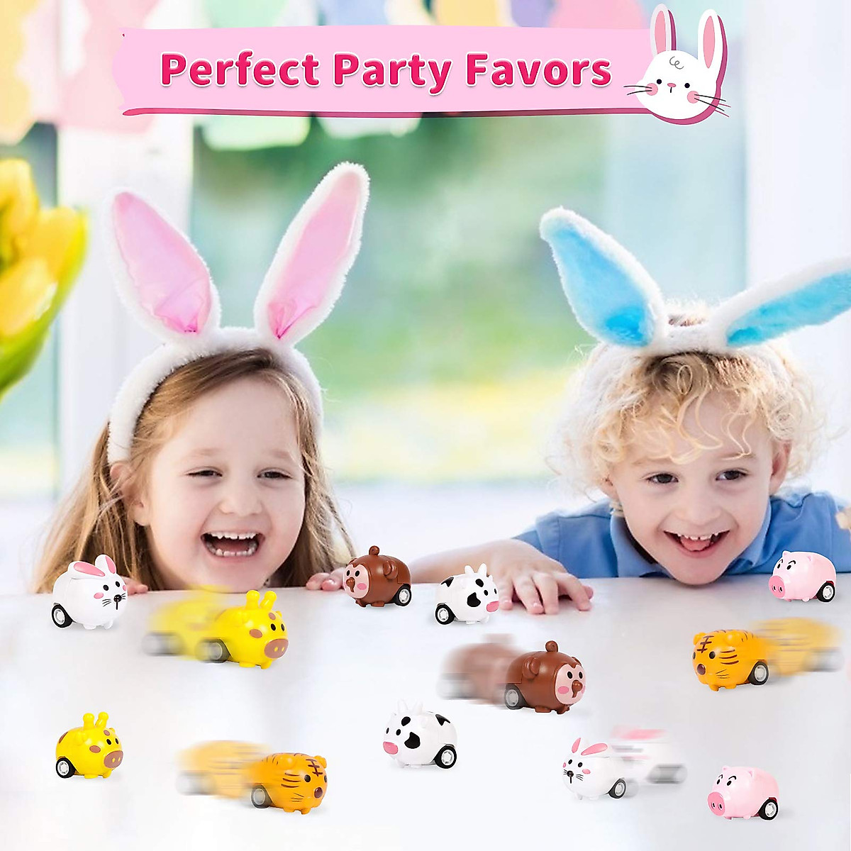 Evoio 12 Pack Easter Eggs Prefilled with Pull Back Cars, Mini Little Vehicles Car Toys for Easter Party Favors, Easter Basket Stuffers, Easter Egg Pinata Fillers, Goodie Bags Fillers, Classroom Prizes