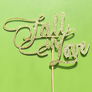 Fall in Love Cake Topper for Wedding Bridal Shower Engagement Bachelorette Party Decorations Gold Glitter