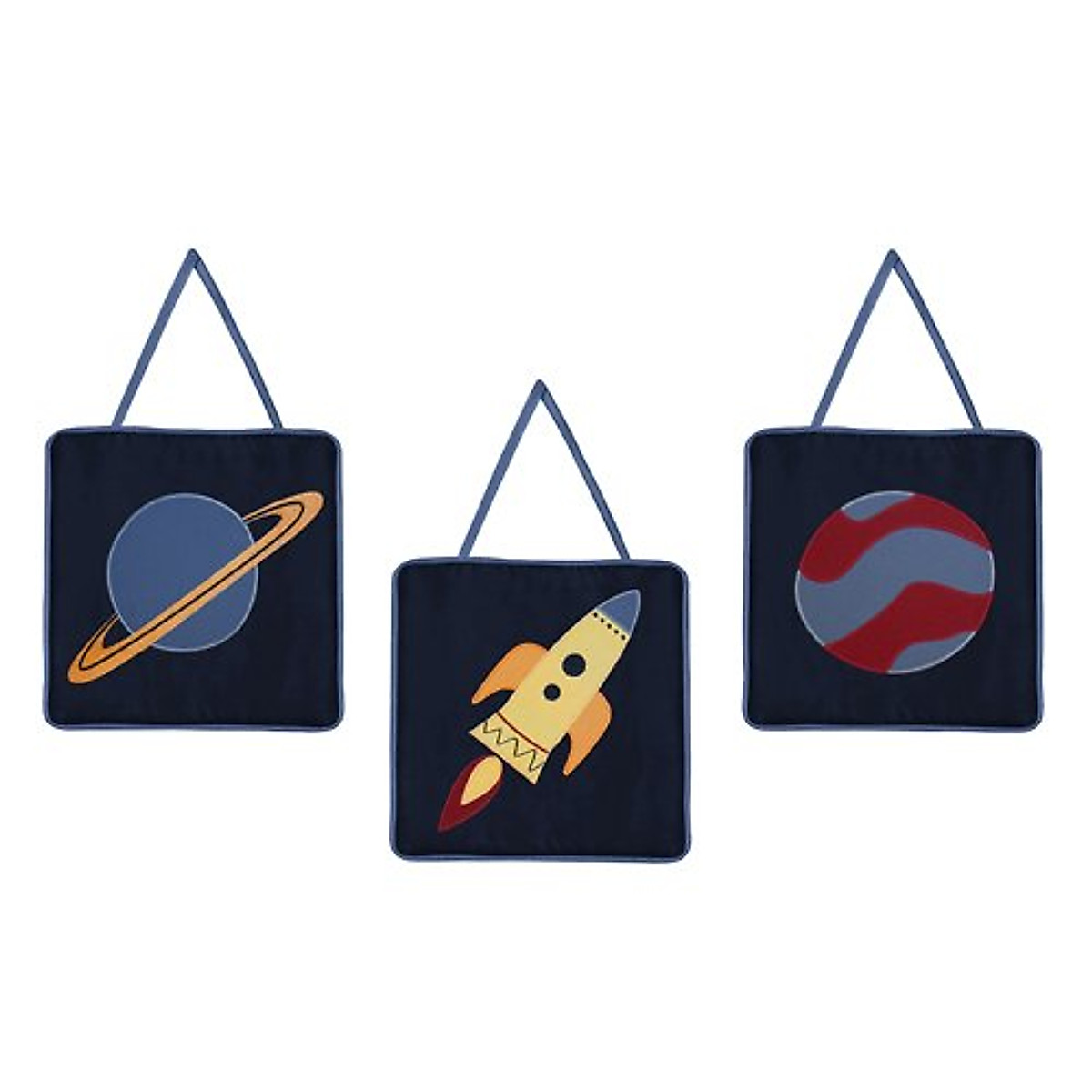 Sweet Jojo Designs Planet Saturn Rocket Ship Wall Hanging Accessories for Space Galaxy Bedding Set