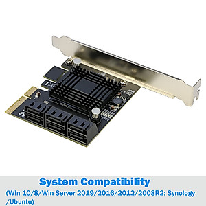 PCIe SATA Card [6 Ports], RIITOP PCIe x4 to 6 Port SATA 3.0 6Gbps Expansion Controller Adapter