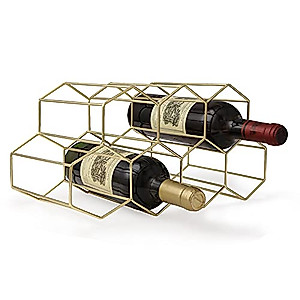 FOMANSH Countertop Wine Rack - 7 Bottle Holder for Wine Storage, Freestanding Wine Rack for Wine Cellar Bar Cabinet, Metal Tabletop Wine Holder with Modern Design,Stand Wine Rack for Kitchen