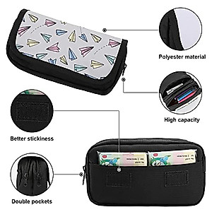Paper Planes Pencil Case with Two Large Compartments Pocket Big Capacity Storage Pouch Pencil Bag for School Teen Adult