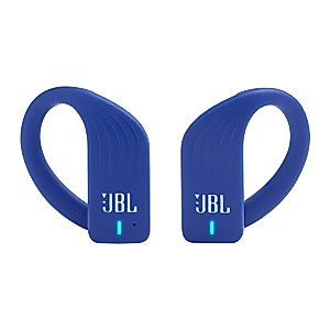 JBL ENDURANCE PEAK - True Wireless Earbuds, Bluetooth Sport Headphones with Microphone, Waterproof, up to 28 Hours Battery, Charging Case and Quick Charge, Works with Android and Apple iOS (blue)