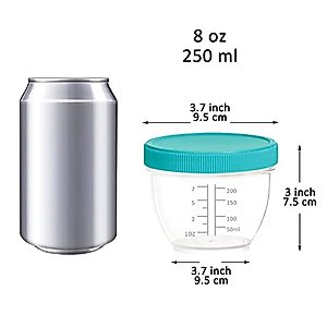 Youngever 18 Pack 1 Cup Small Food Containers with Lids, 8 Ounce Food Storage Containers, Condiment, and Sauce Containers with Lids Labels (Rainbow Colors)