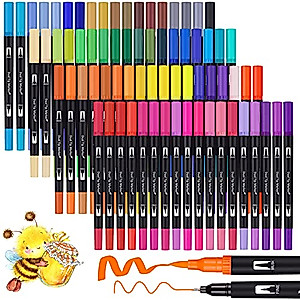 Swemos Markers for Adult Coloring, 72 Colors Art Markers Set Dual Tip Brush Pen, Coloring Markers Fine Point Kids Artist Drawing Paintings Diaries Journaling Art projects Art Supplies with Case