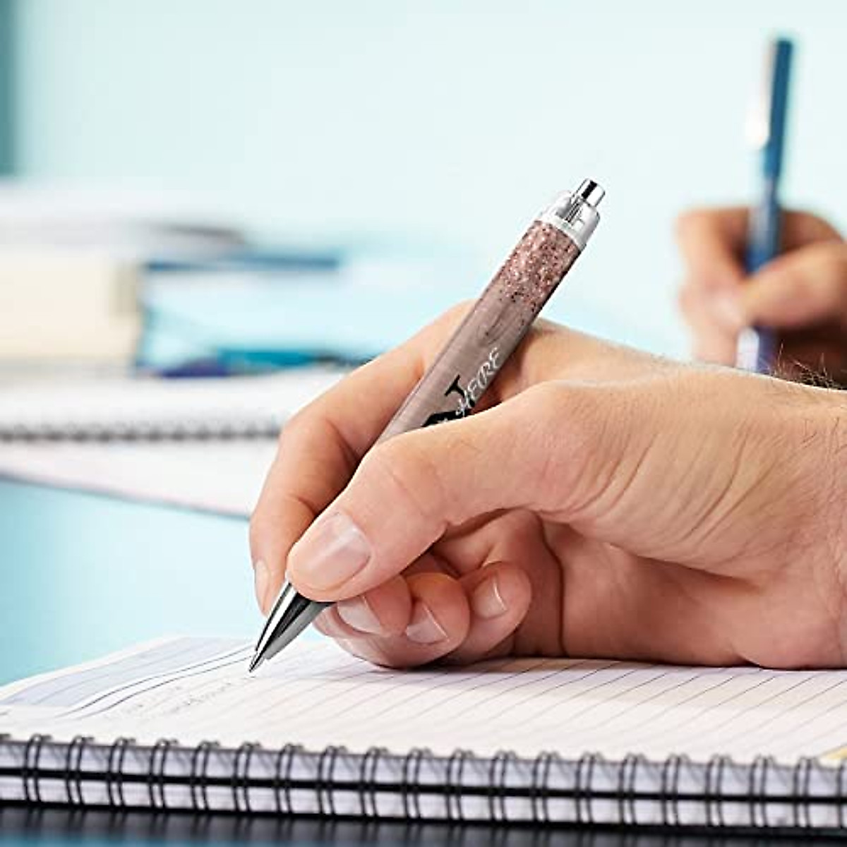 Personalized Custom Rose Gold Glitter Pattern Pens with Stylus Tip, Customized Engraving Ballpoint Pens with Name Massage Text Logo, Gift Ideas for School Office Business Birthday Graduation Anniversa