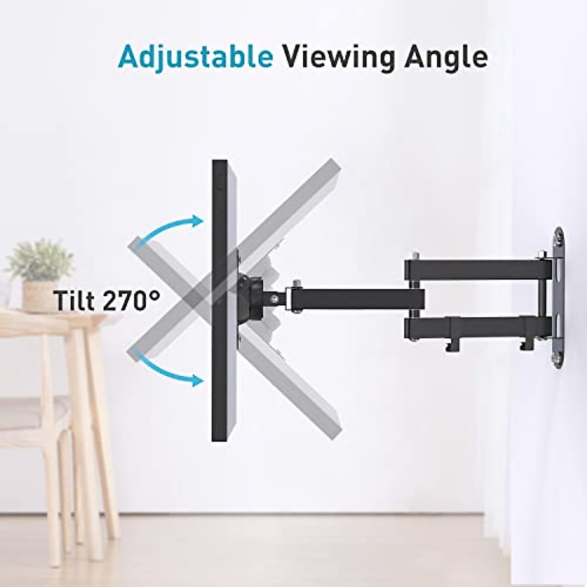 Mount for Echo Show 15, Letlar Wall Mount Bracket for Amazon Echo 15 and 15"-30" Monitor TVs, Rotation Tilt Swivel and Extend up to 16", Mounting Bracket with Heavy Duty Arm Holds up to 22lbs