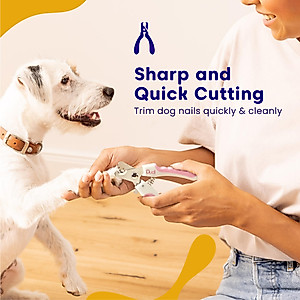 Dudi Pet Nails Clippers for Cats and Nail File - Cat Nail Trimmers with Lock Guard - Razor Sharp Grooming Clipper Trimmer Blades for All Breed Sizes - White Pink - Big