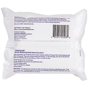 Clean & Clear Oil-Free Makeup Dissolving Facial Cleansing Wipes to Remove Dirt, Oil, Makeup & Waterproof Mascara, 25 ct.
